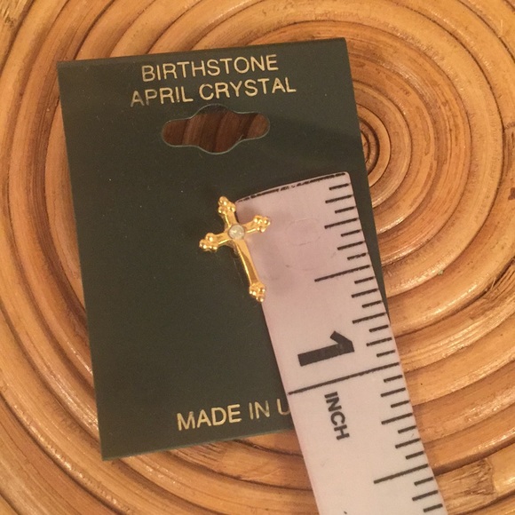 Vintage | Jewelry | Vintage April Crystal Birthstone Lapel Cross Pin ...